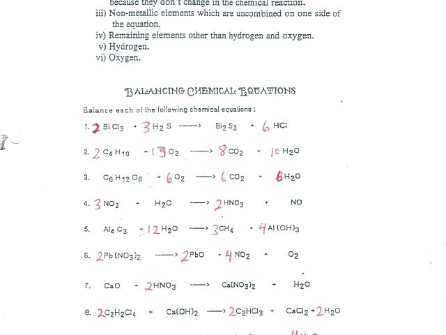 Chemistry Balancing Equations Worksheets Answer Key