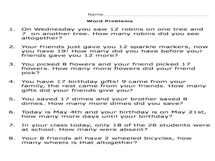 First Grade Common Core Math Worksheets Second Grade Math Word | Free ...