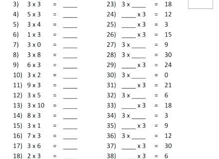 Multiplication Worksheets 6 7 8 9