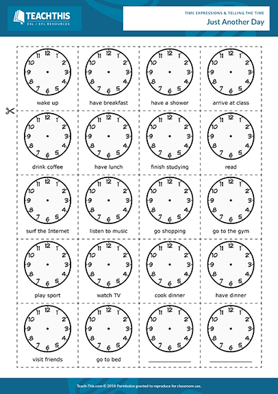 Esl Telling Time Worksheets