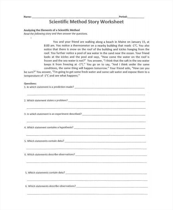 Scientific Method Worksheets Pdf