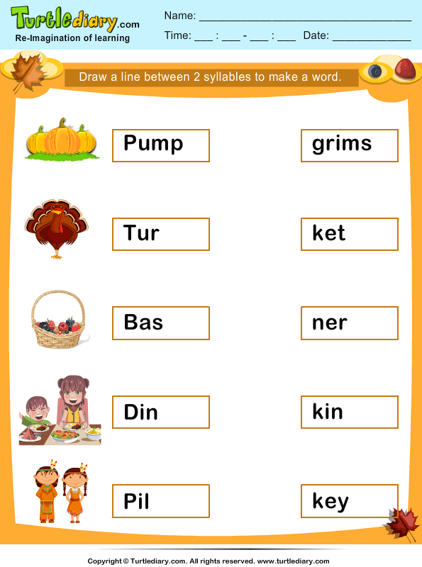 Thanksgiving Vocabulary Worksheets
