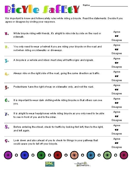 Worksheets Free Printable Bike Safety Bicycle Traffic Signs Lesson ...