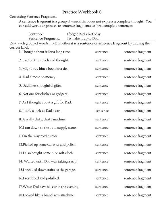 4th Grade Sentence Fragments Worksheets | Free Worksheets Samples