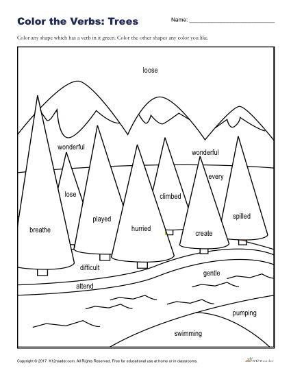 Color The Trees | Free Worksheets Samples