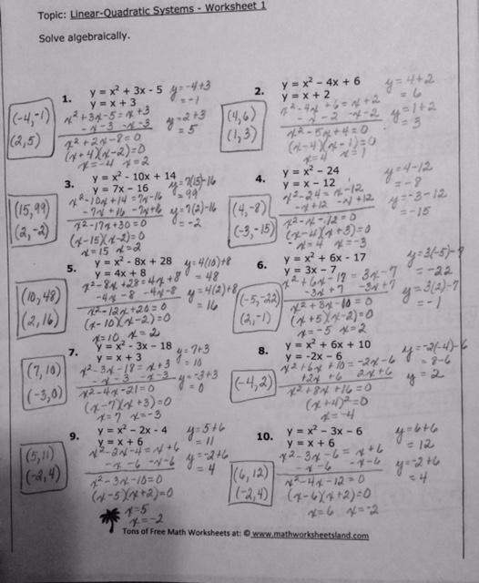 From Linear To Quadratic Worksheets Answers