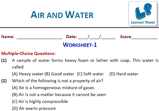 Science Online Printable Worksheets Air And Water For Class 6 | Free ...