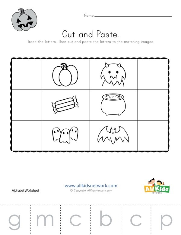 Halloween Beginning Sounds Cut And Paste Worksheet | Free Worksheets ...