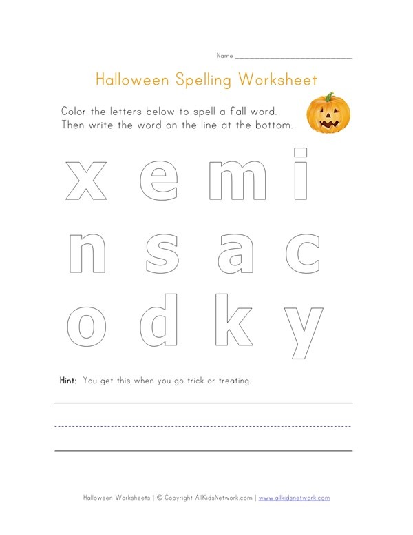Halloween Spelling Worksheet | Free Worksheets Samples