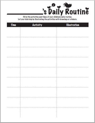 Daily Routine Chart | Free Worksheets Samples