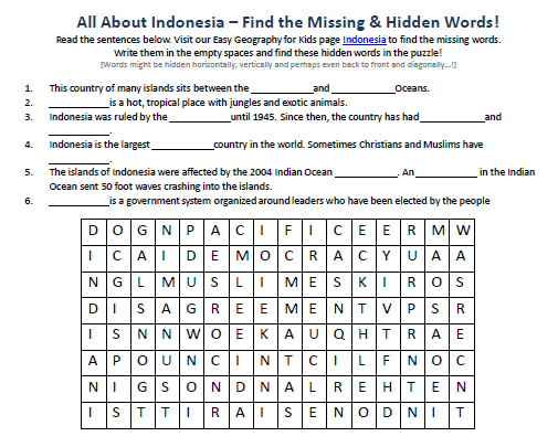 Indonesia Worksheet | Free Worksheets Samples