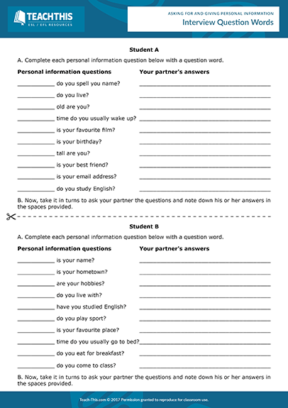 Giving Personal Information Esl Activities Worksheets Games | Free ...