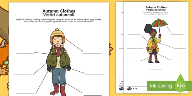 Fall Clothes Worksheets