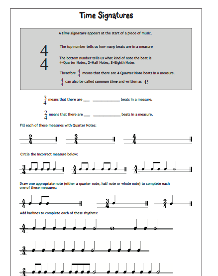 Middle School Music Worksheets