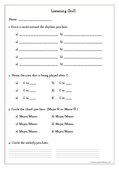 Middle School Music Worksheets