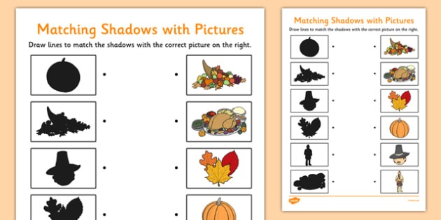 Shadow Matching Worksheets