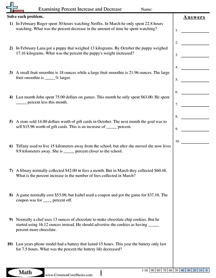 Percent Practice Worksheets