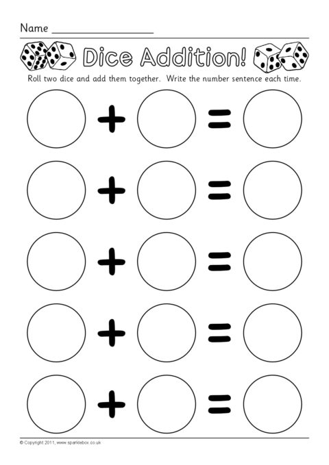 Dice Addition Worksheets (sb6050) | Free Worksheets Samples