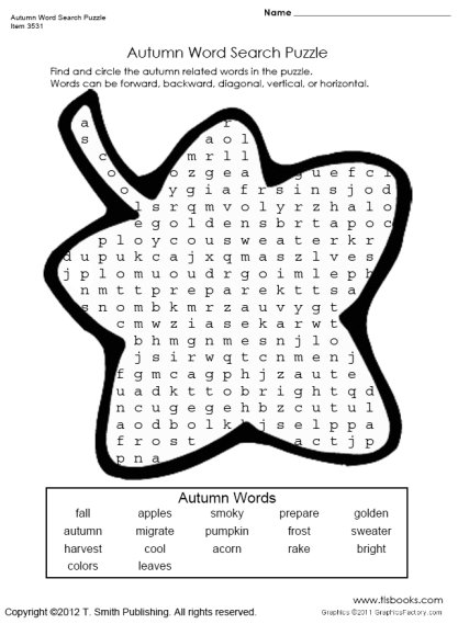 Autumn Word Search Puzzle | Free Worksheets Samples