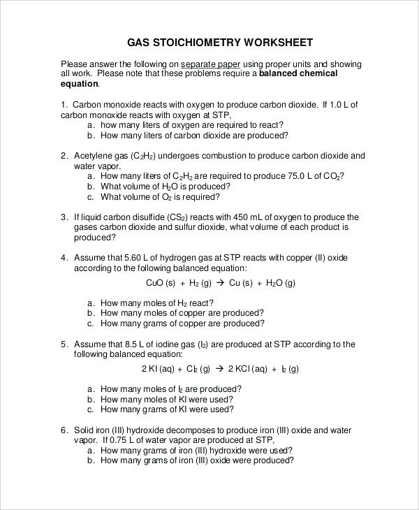 Basic Stoichiometry Worksheet 3 Basic Simple 1 Step Stoichiometry ...