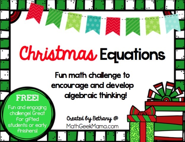Christmas Equations Worksheets