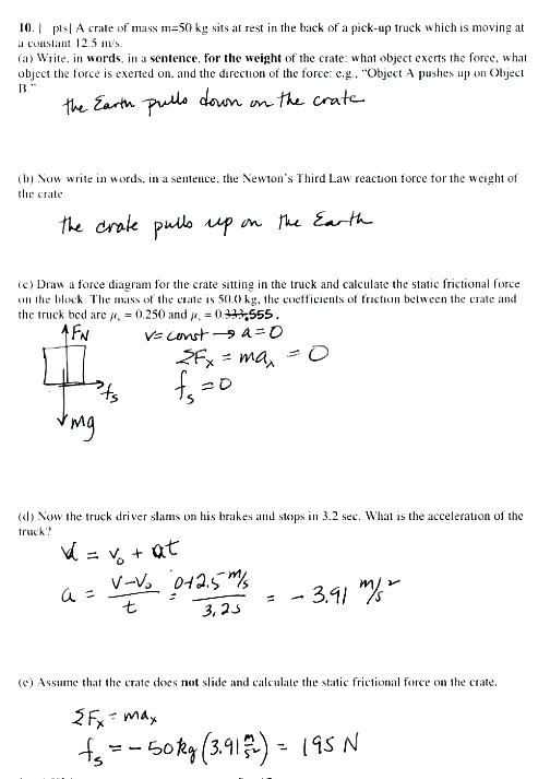 Coefficient Of Friction Worksheets