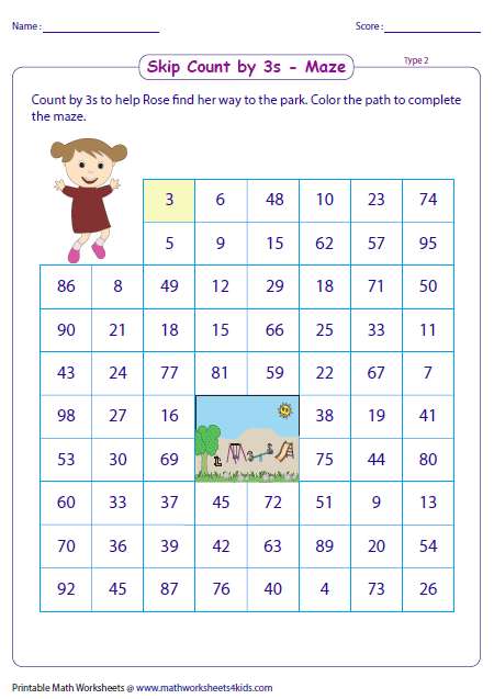 Skip Counting By 3’s Worksheets