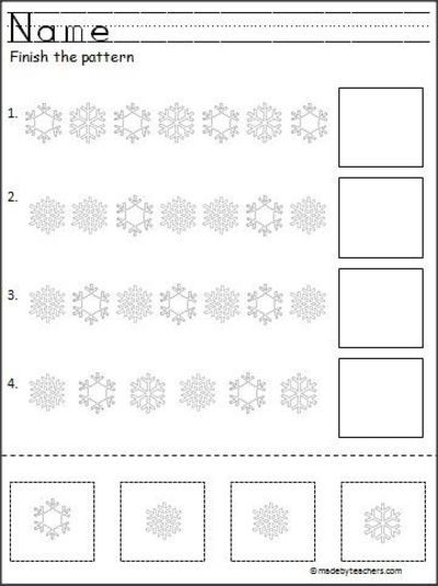 Snowflake Cut And Paste Pattern Worksheet Freebie | Free Worksheets Samples