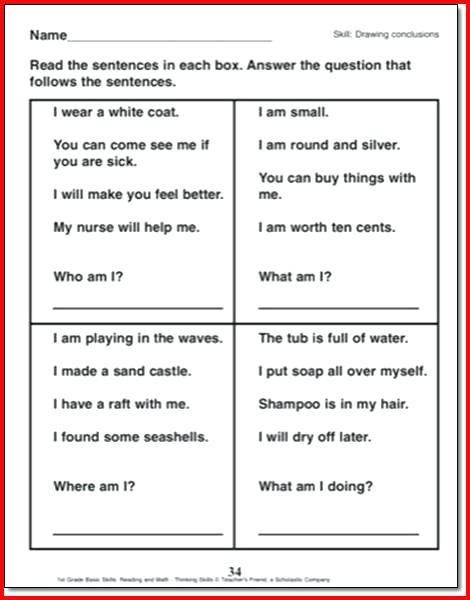 Drawing Conclusions Worksheets 5th Grade | Free Worksheets Samples
