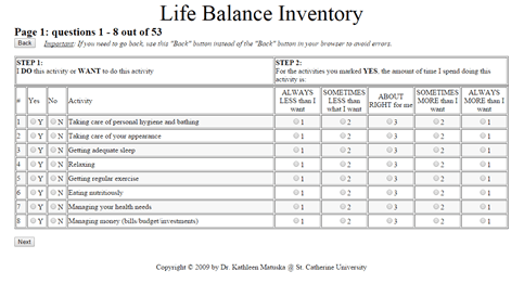 Life Balance Worksheets