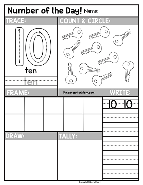Number 10 Worksheets