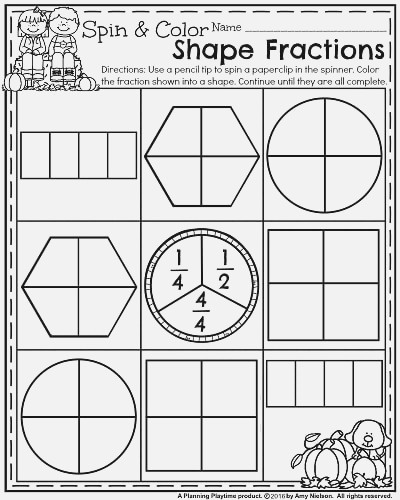 Fractions First Grade Worksheets