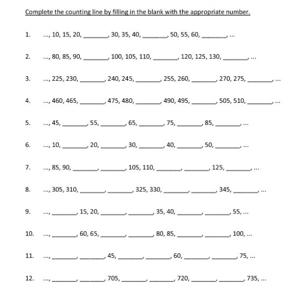 Second Grade Skip Counting Worksheet 25 â One Page Worksheets | Free ...
