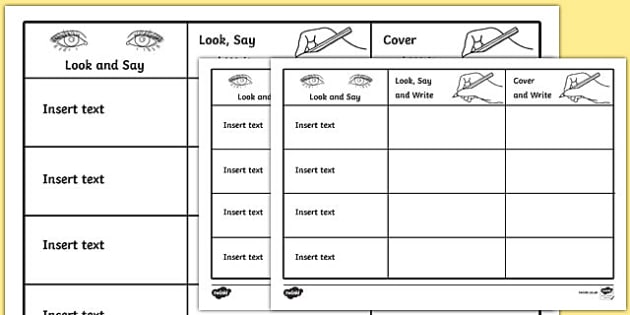 Look, Cover, Write, Check Template | Free Worksheets Samples
