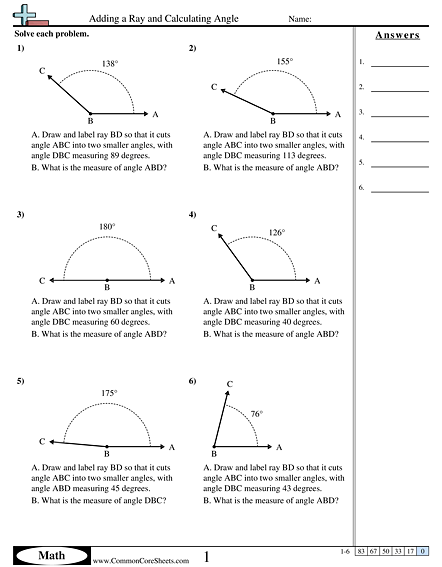 Adding Angles Worksheets