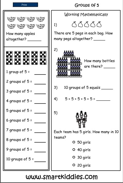 Groups Of 5 Worksheets