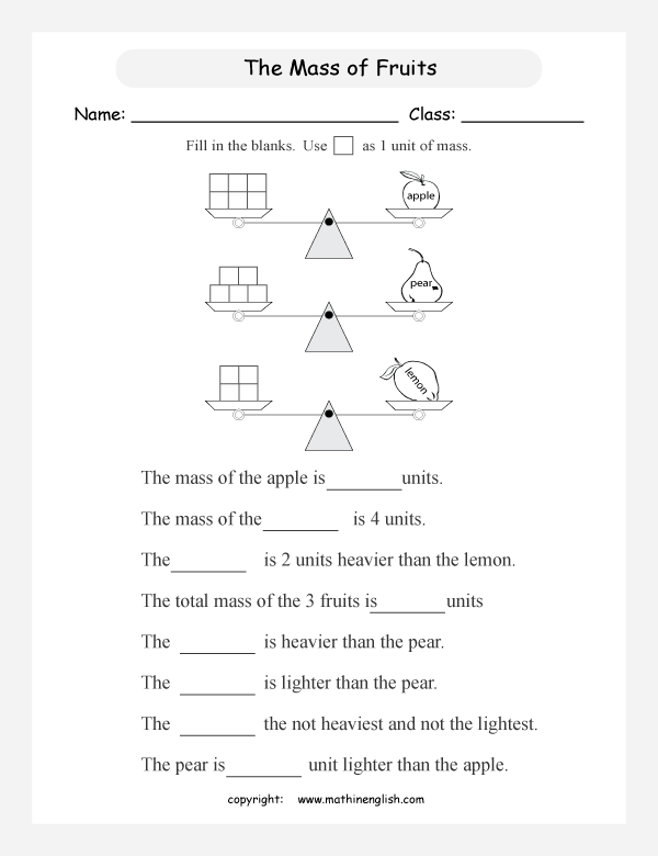 Measure The Mass Of These Fruits By Comparing Them To The Mass Of ...