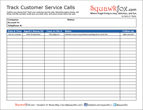 Worksheet Track Your Customer Service Calls To Save Money | Free ...