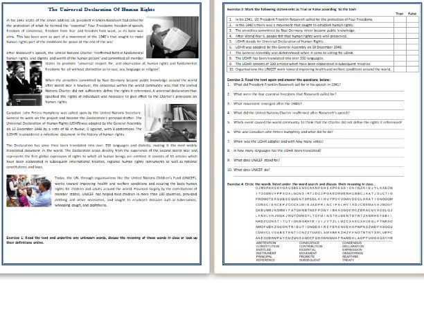 Human Rights Worksheets