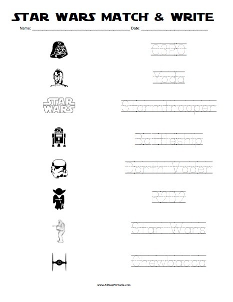 Star Wars Matching Worksheet | Free Worksheets Samples