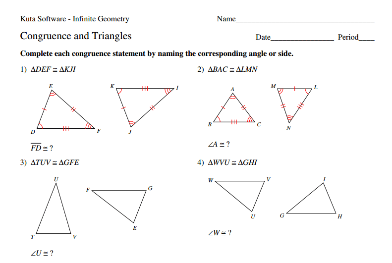 Congruence Worksheets 8th Grade