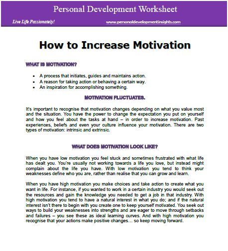 Motivation Worksheets For Adults