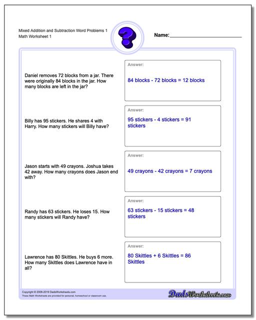 6th Grade Math Worksheets Word Problems