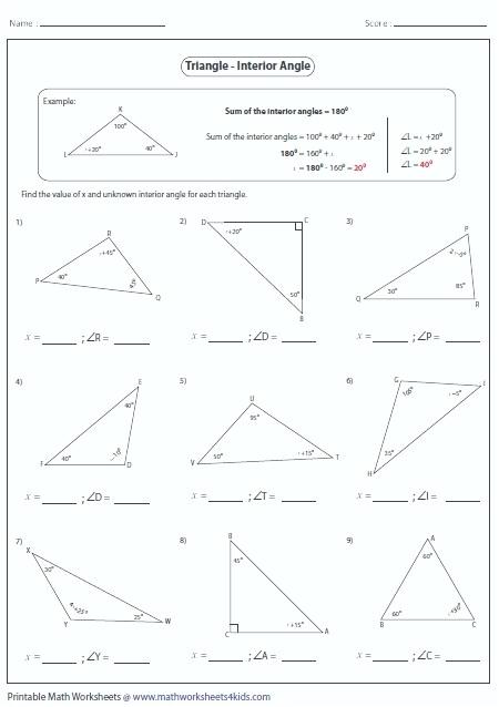 Sum Of Angles In A Triangle Worksheet â Osklivkakatkapromena Info ...