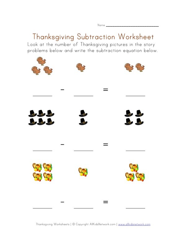 Thanksgiving Subtraction Worksheet | Free Worksheets Samples