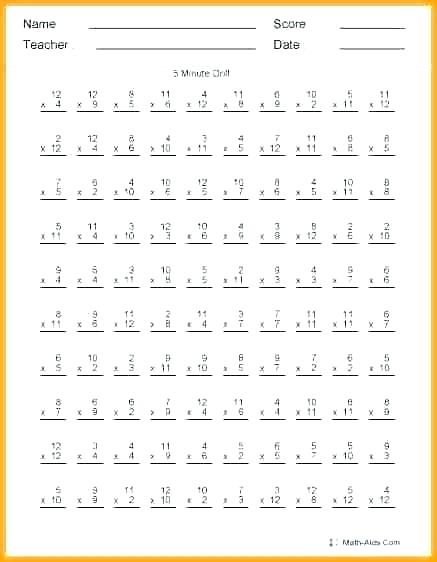 Mad Minute Division Printable Worksheets