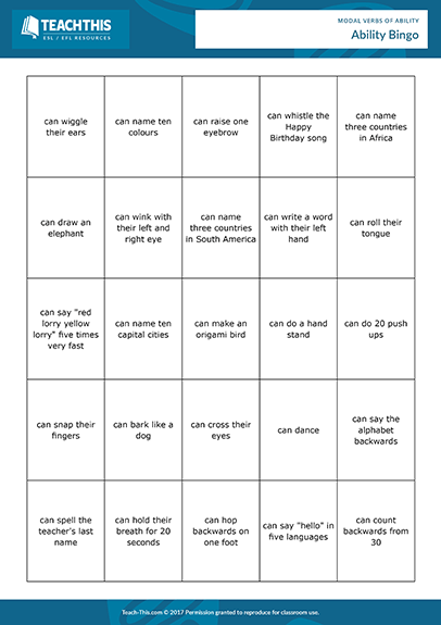 Modal Verbs Ability Esl Activities Games Worksheets | Free Worksheets ...