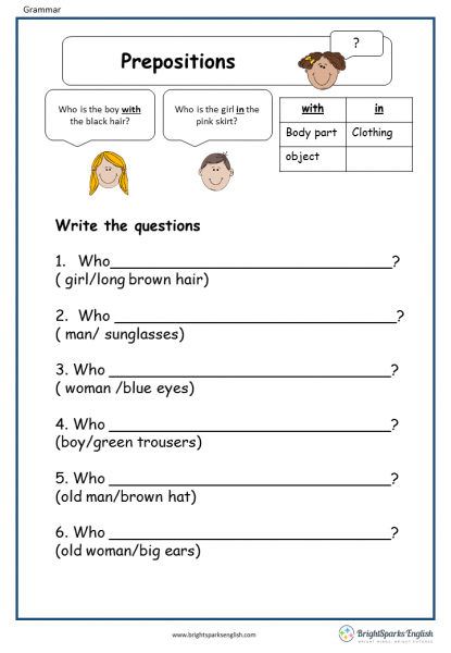 Prepositions English Grammar Worksheet â English Treasure Trove | Free ...