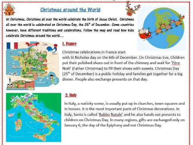 Christmas Traditions Around The World Worksheet | Free Worksheets Samples
