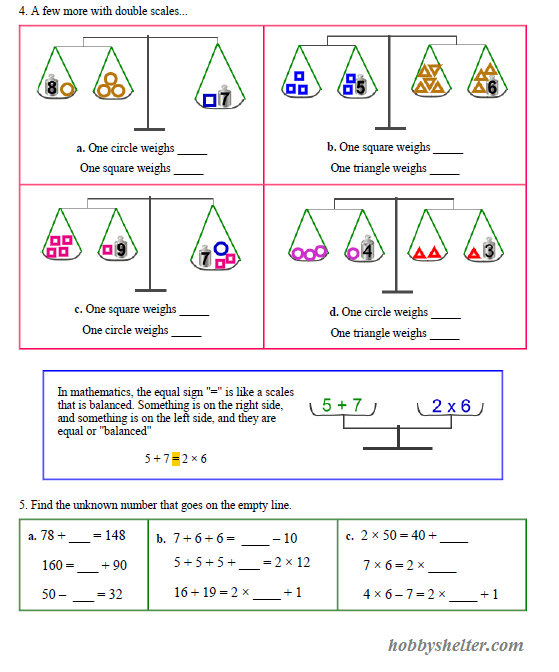 Pan Balance Problems | Free Worksheets Samples